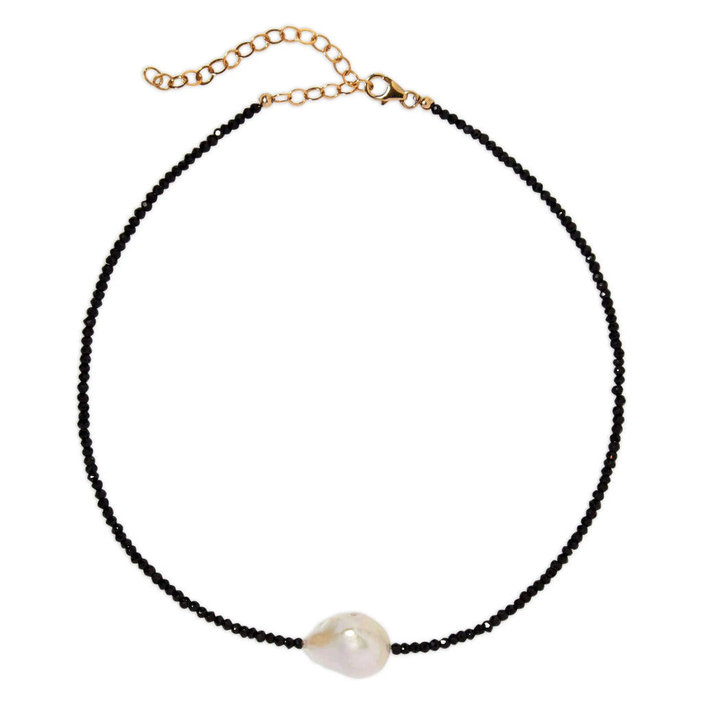 Spinel Single Baroque Pearl Gemstone Necklace